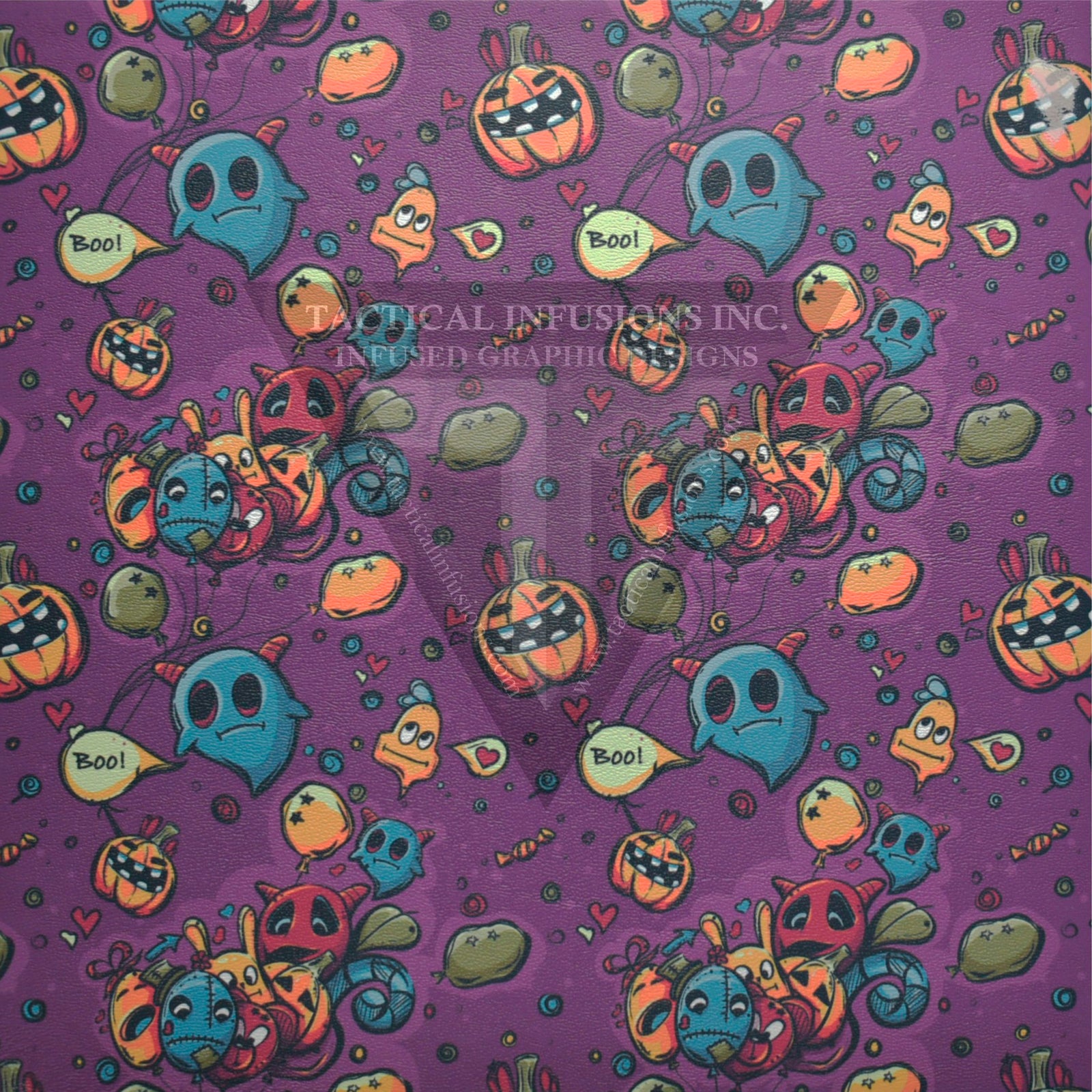 Halloween Boo Pattern on White .080"