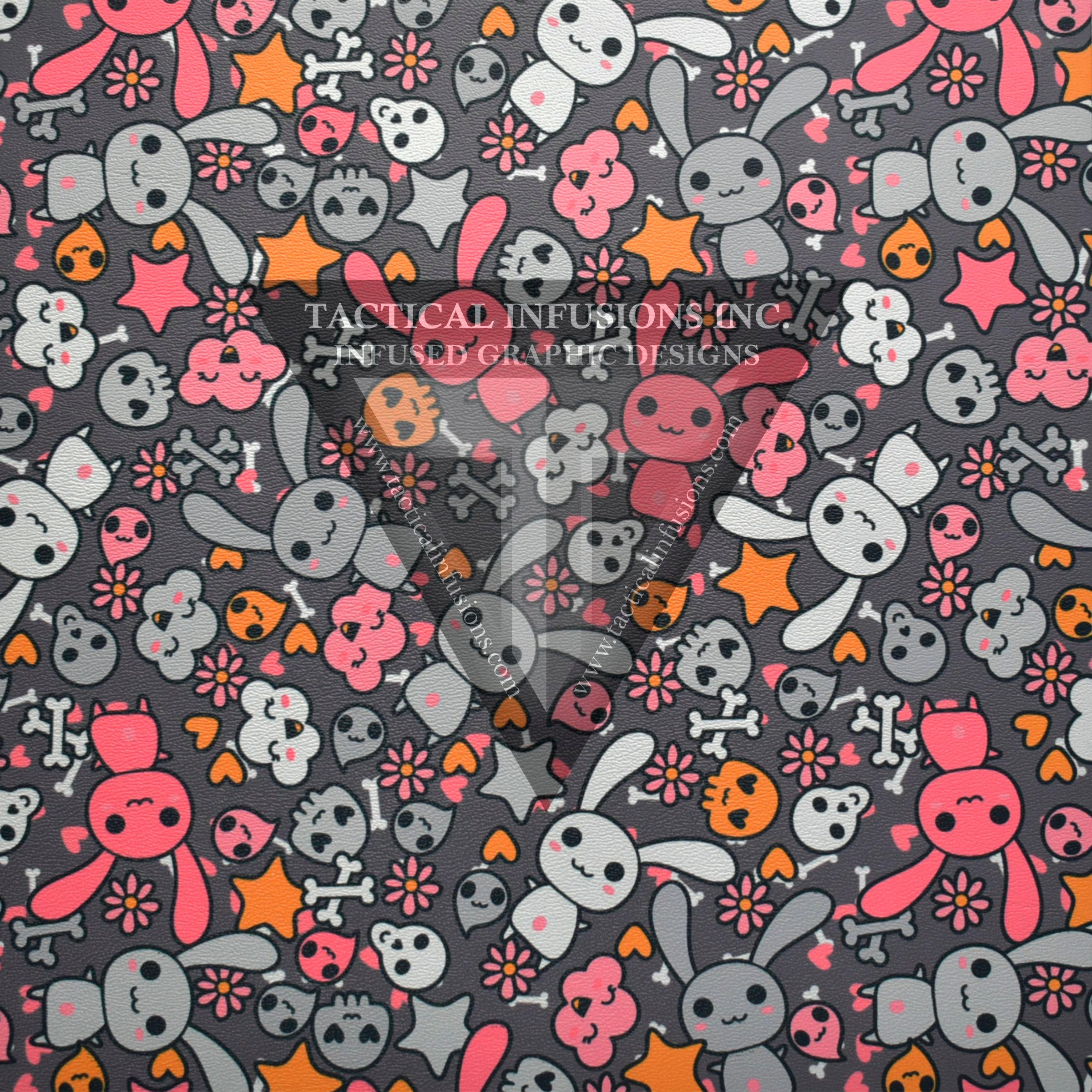 Kawaii Bunny Pattern on White .080"