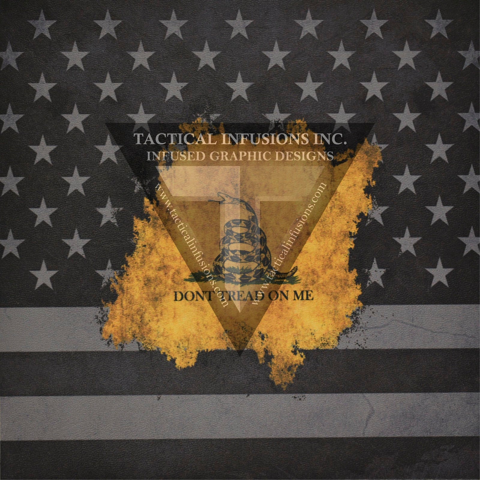 Subdued US Flag Full Star Don't Tread(reduced logo size) on Desert Tan