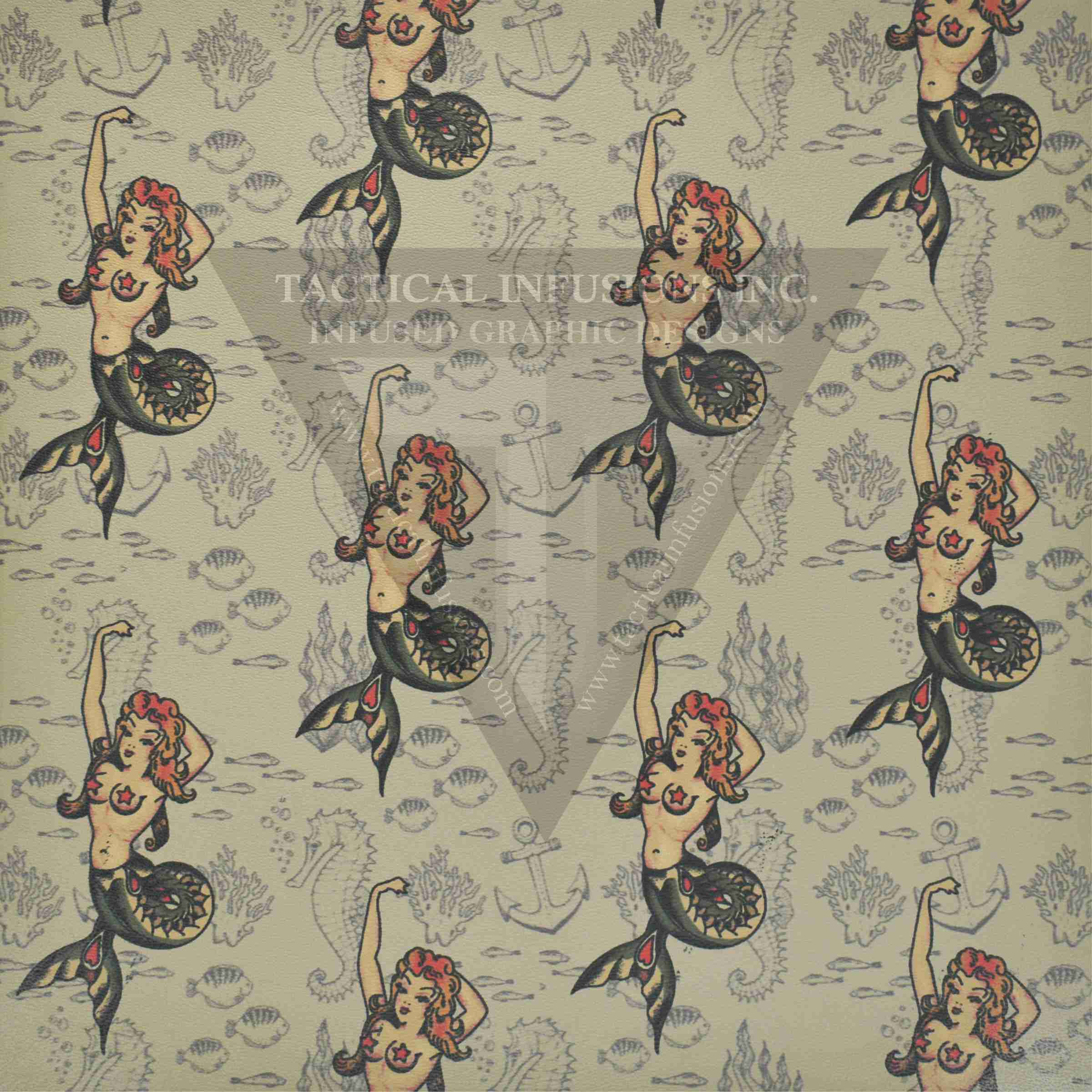 Mermaid Pin-up Pattern on Desert Tan .080"