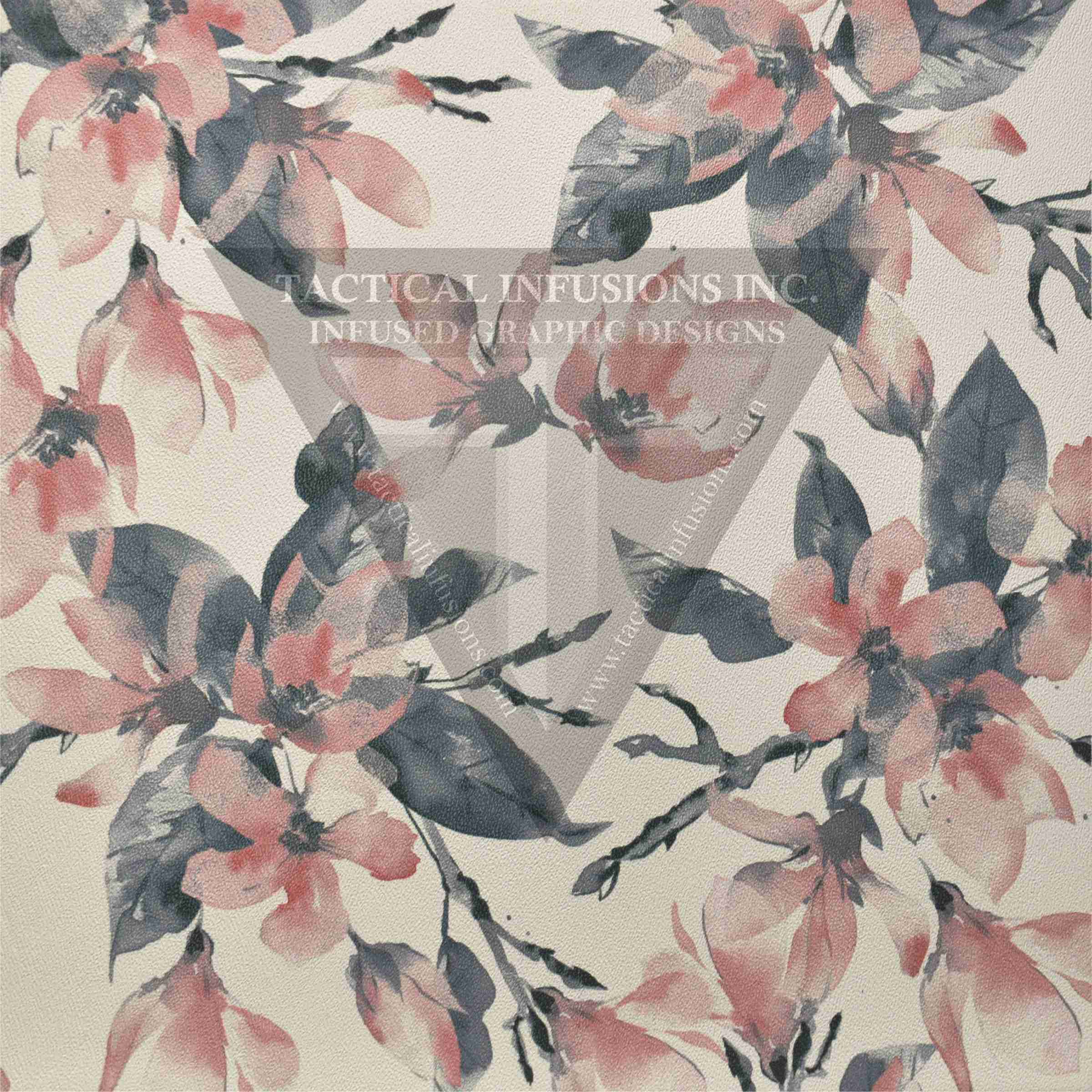 Pink and Grey Floral Pattern on White .080"
